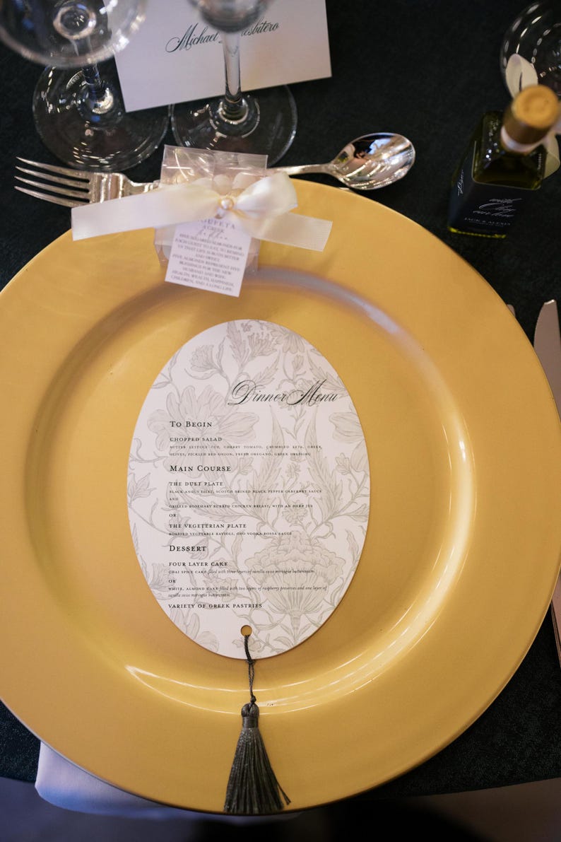 Custom Dinner Menu for Weddings/events; Die-cut Shape Wedding Dinner ...