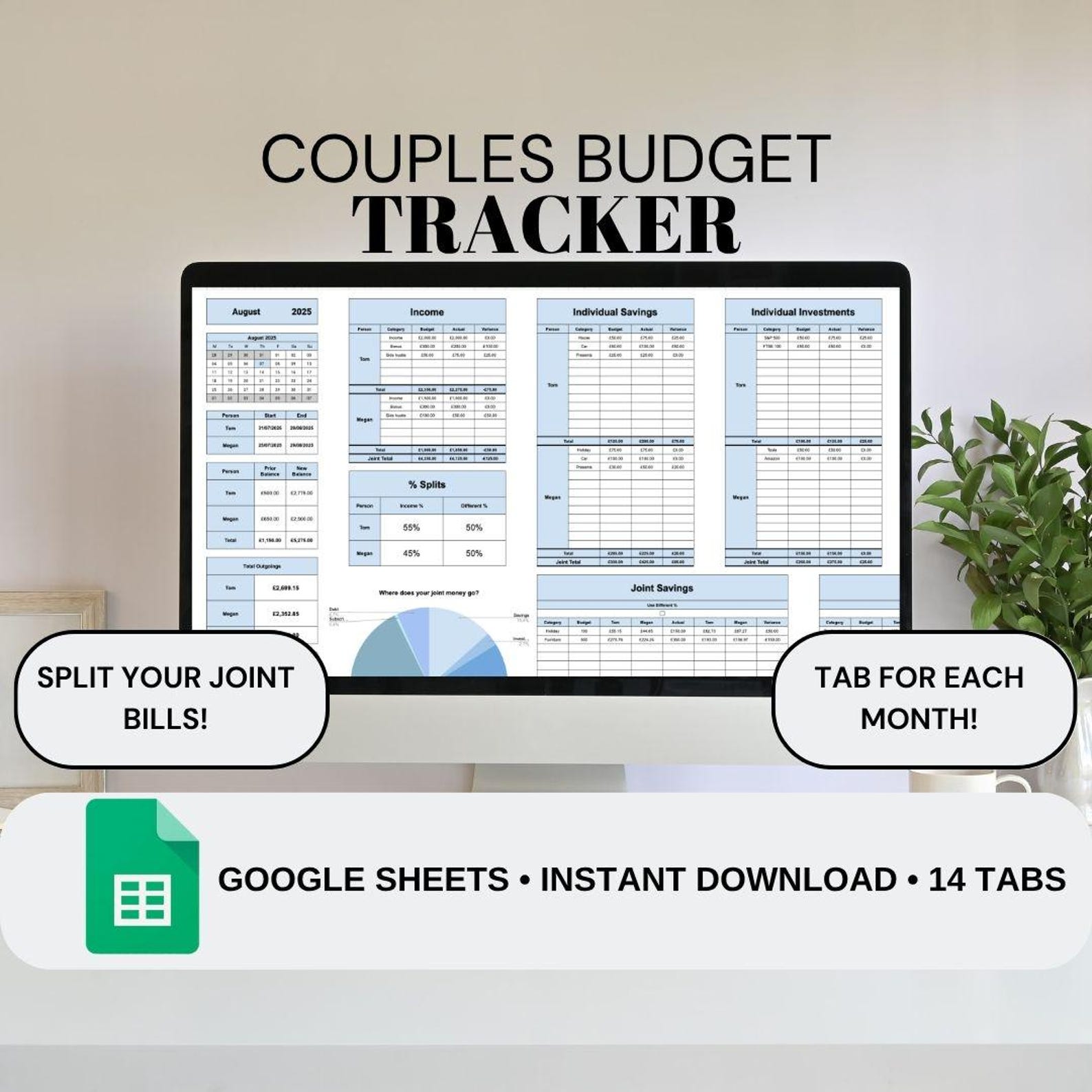 Couples Monthly Budget Tracker | Couples Paycheck Planner | Couples ...