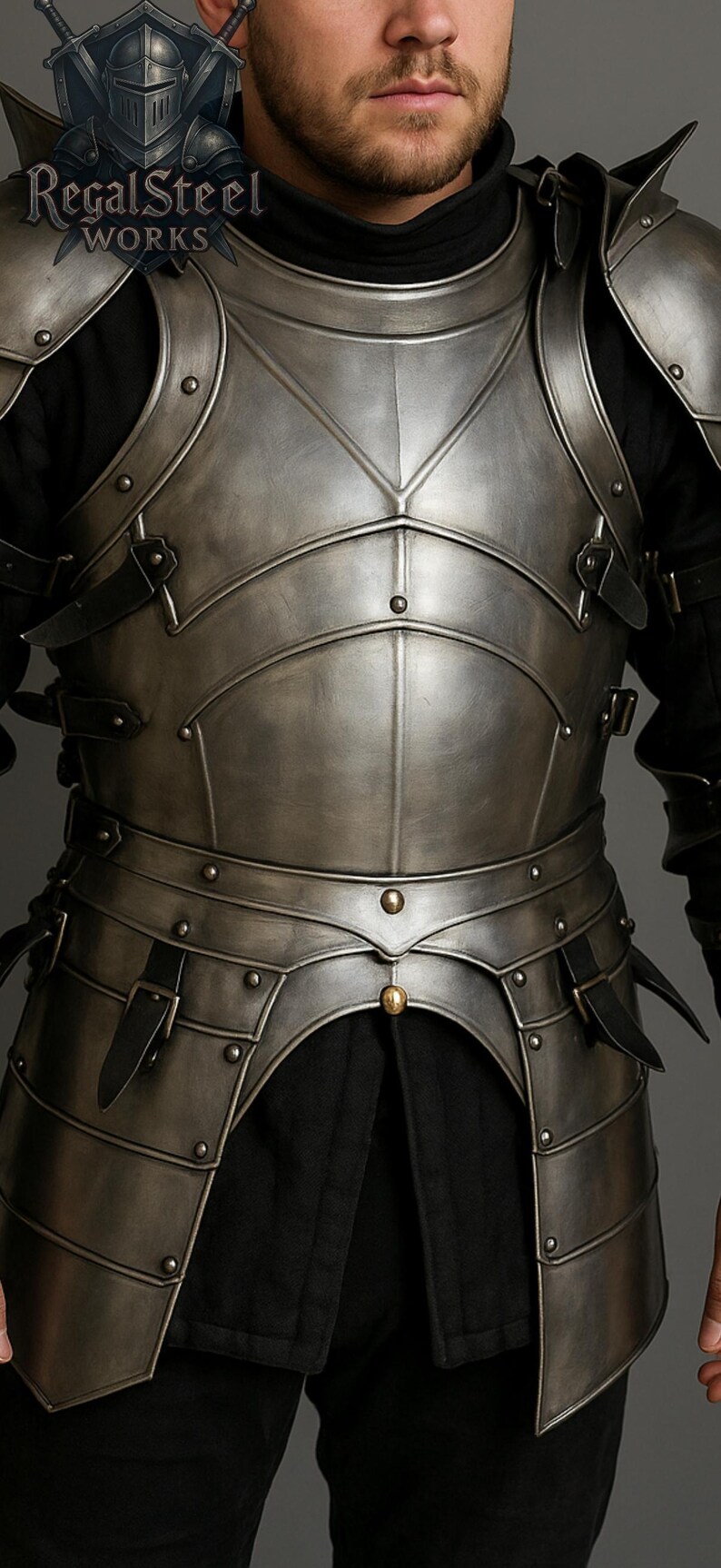Medieval Knight Steel Half Body Armor Suit- Cuirass With Pauldrons ...