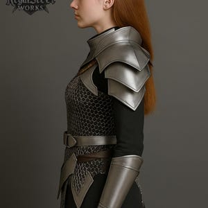 Medieval Lady Armor Suit- Brave Lady Chainmail Armor, Pauldrons With ...