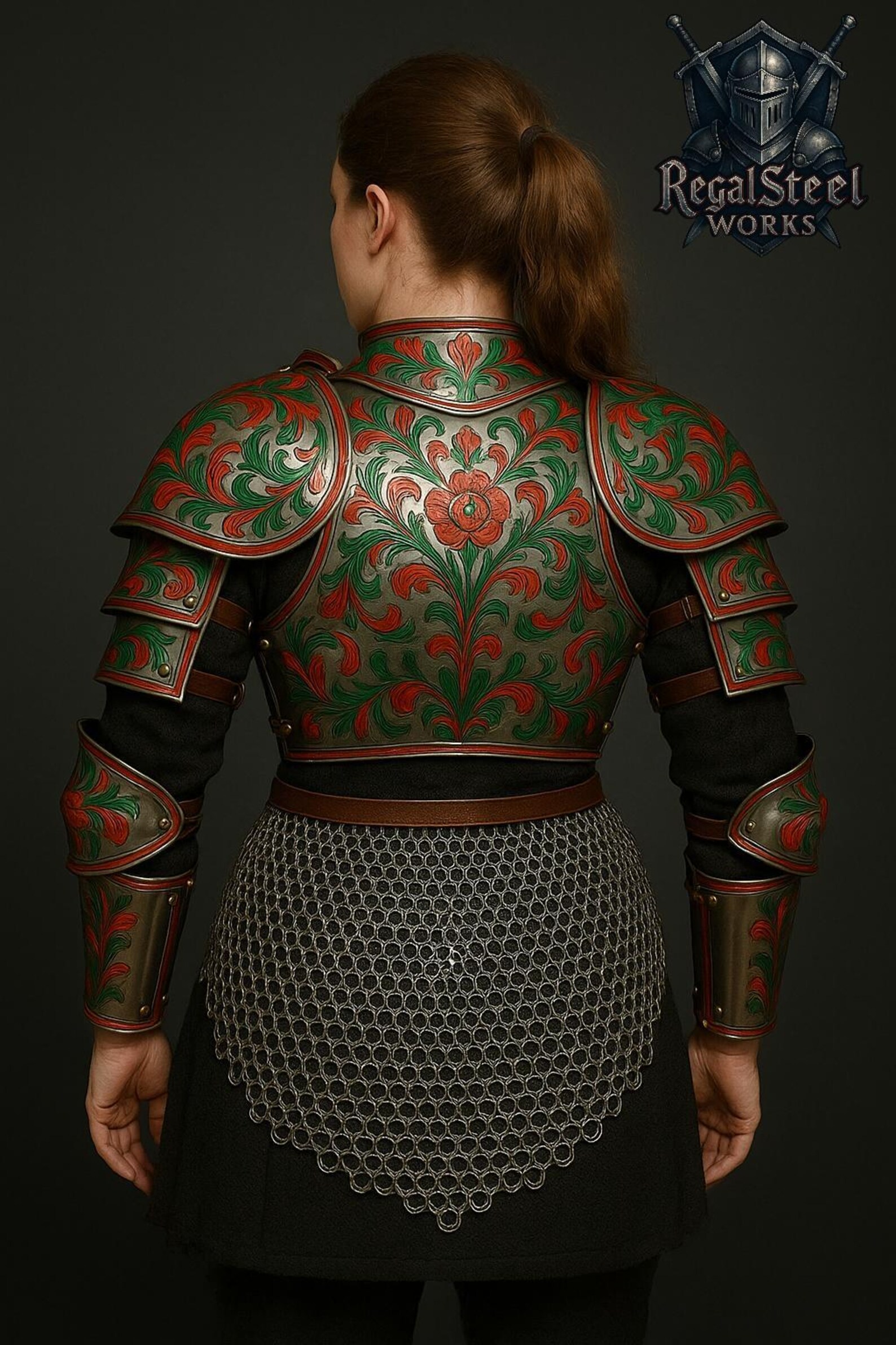 Medieval Lady Knight Steel Costume - Brave Lady Armor Set - Etched With ...