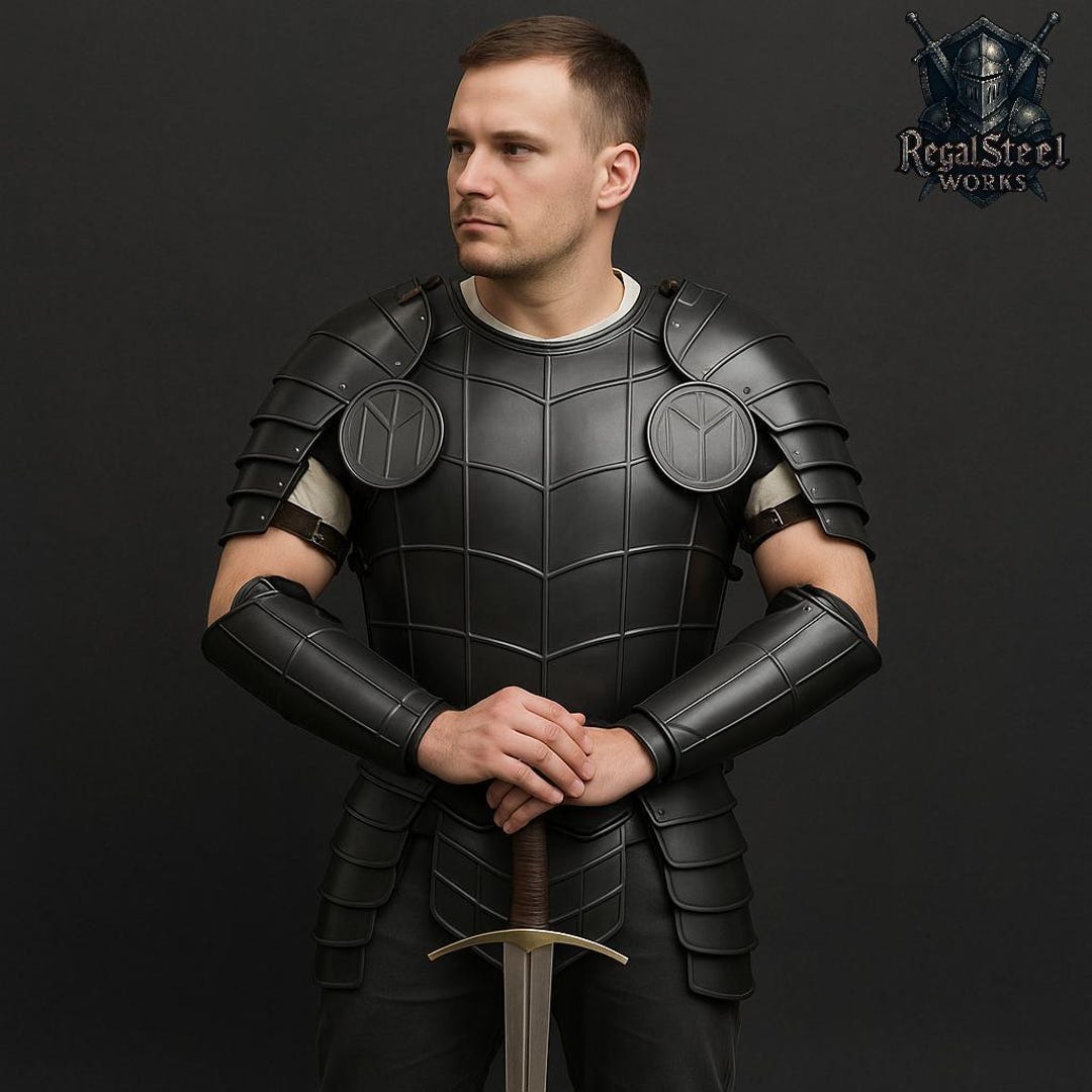 Medieval Fantasy Knight Black Steel Half Body Armor Suit- Cuirass W ...
