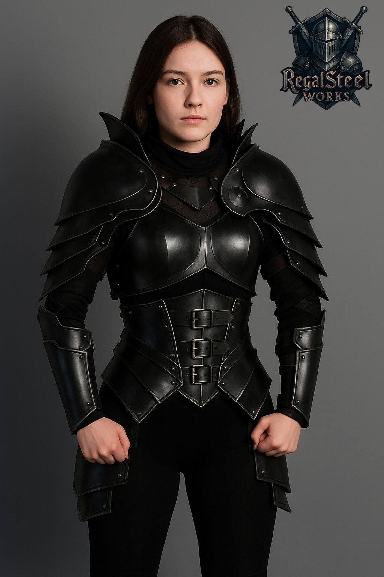 Medieval Lady Knight Blackened Steel Queen of Elves Half Body Armor ...