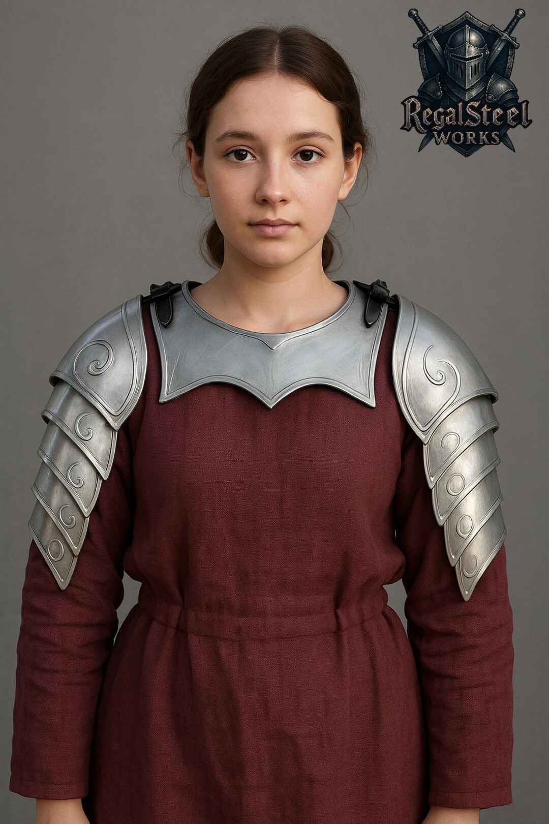 Medieval Fantasy Layered Pauldrons With Gorget | LARP & Cosplay ...