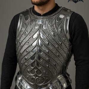 Medieval Knight Steel Dragon Scale Engraved Steel Cuirass Armor Fantasy ...