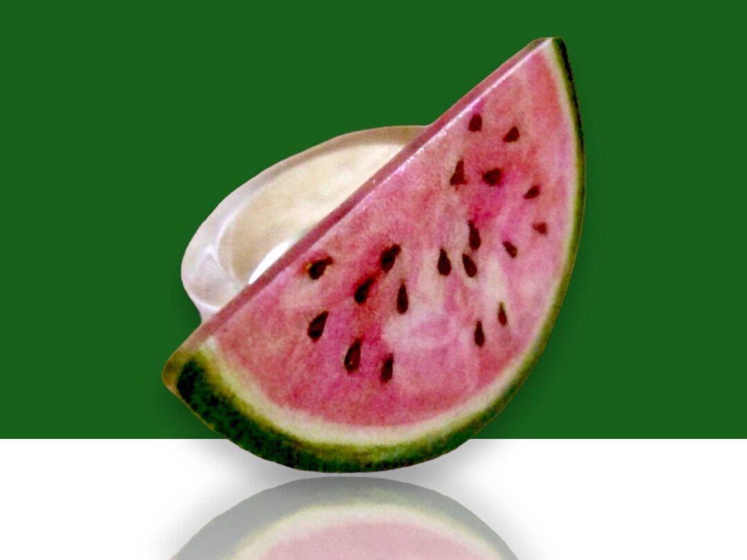 Hand Drawn Watermelon Ring, Vintage Lucite, Size 7 - Etsy