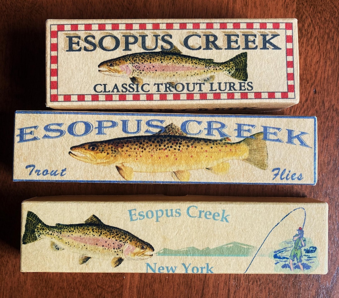 Esopus Creek Trout Fishing Catskills Fly Boxes Cabin Decorations ...