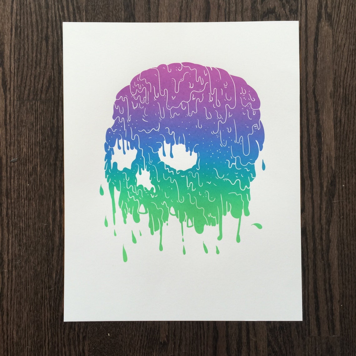 Drippy Skull Screen Print - Etsy