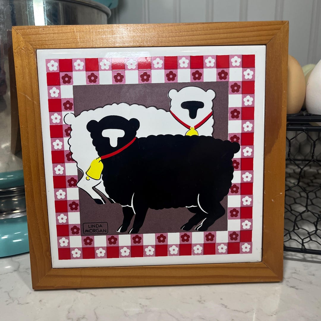 Vintage 1980s Sheep Lamb Trivet Wall Hanging Linda Morgan Cottagecore ...