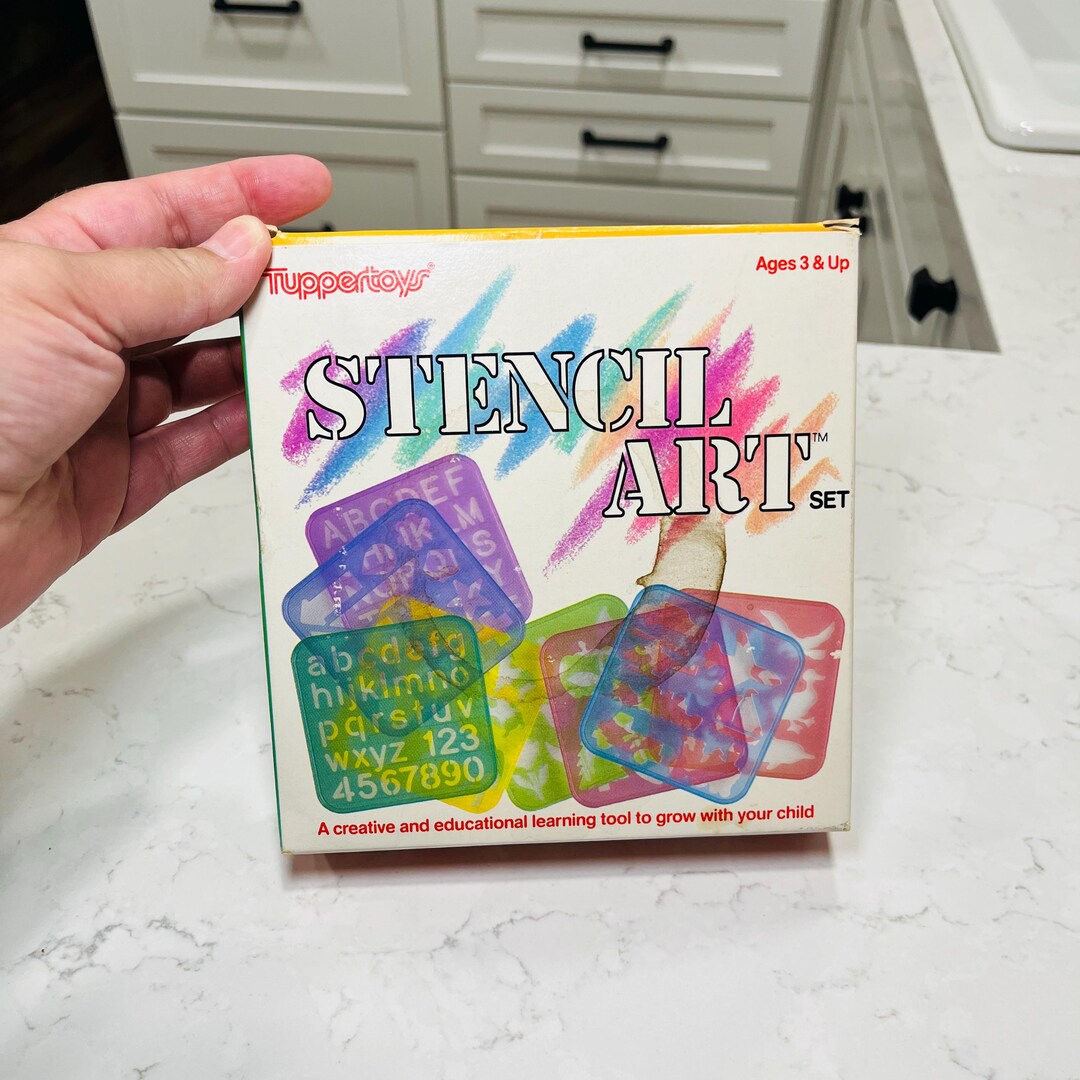 Vintage 1987 Tupperware Tuppertoys Stencil Art Set 8 Letters Numbers ...