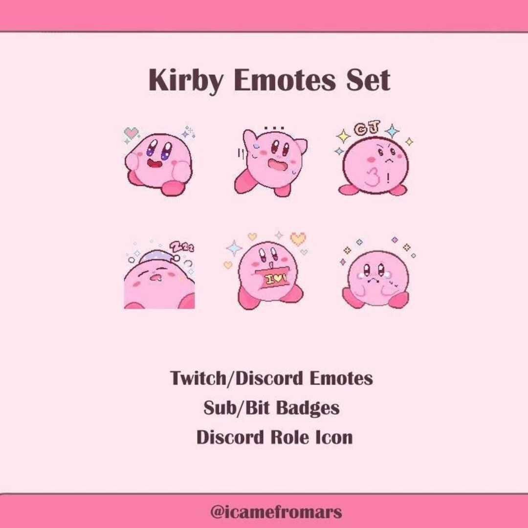 Kirby Emotes | Twitch Sub/bit Badges | Stream Emotes | Pixel Art ...