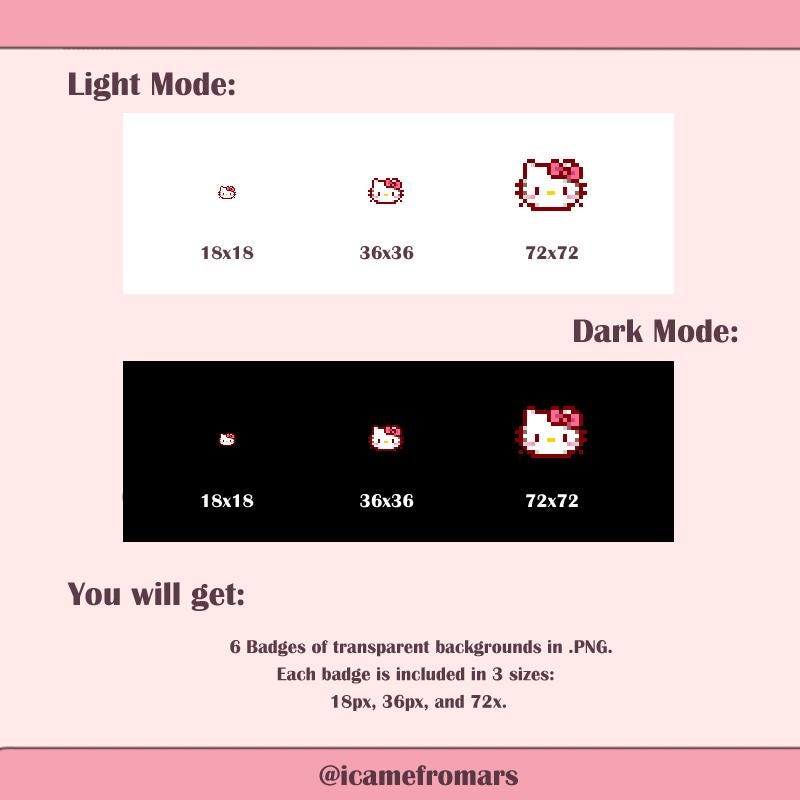 Kawaii Pixel Badges Set| Twitch Sub/bit Badges | Stream Emotes | Pixel ...