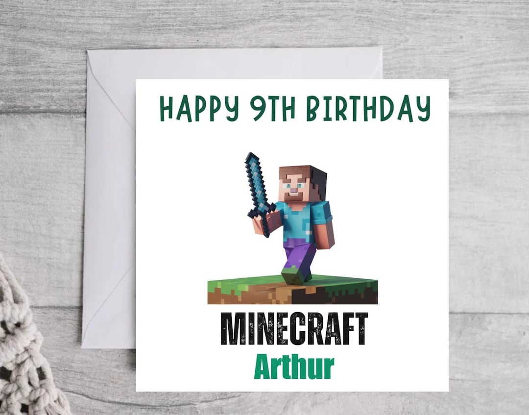 Personalised Minecraft Birthday Card for Gamer Boy, Girl, Son, Brother ...