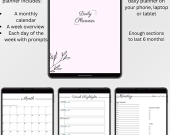 Digital Daily Planner- Editable - Etsy