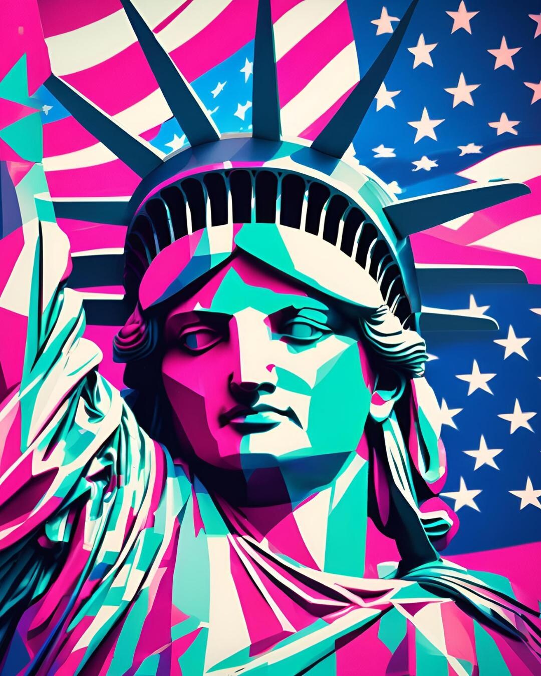 Statue of Liberty Made From the United States of America Flag, Red ...