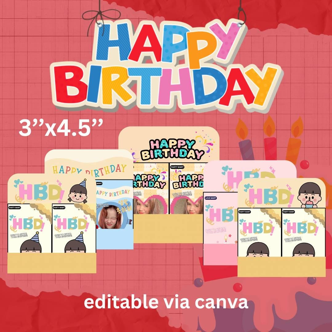 Happy Birthday Blind Box Template Bundle: 5 Unique Designs, DIY ...