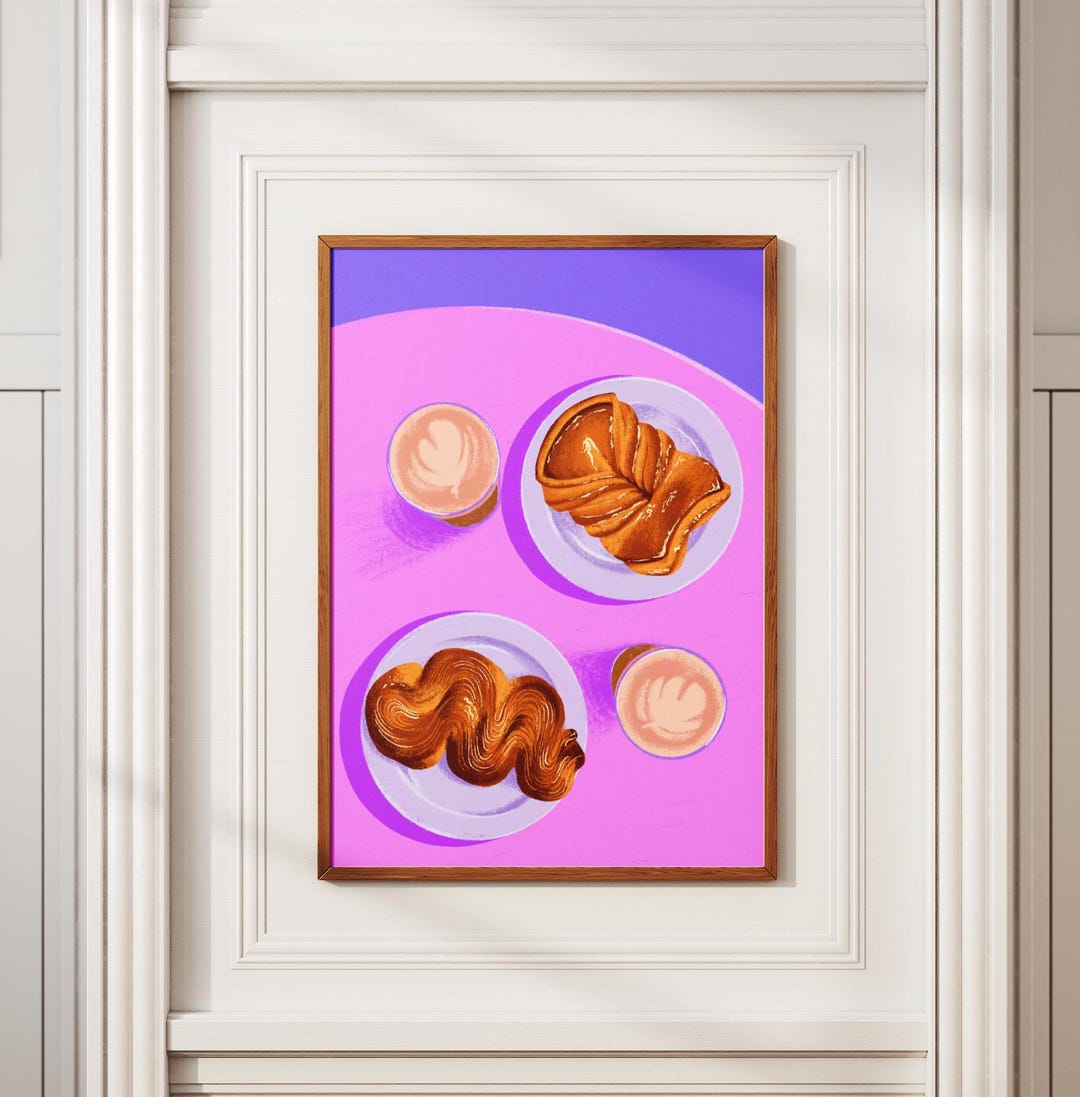 Danish Pastries Digital Wall Art, Scandinavian Pastries Print, Kitchen ...