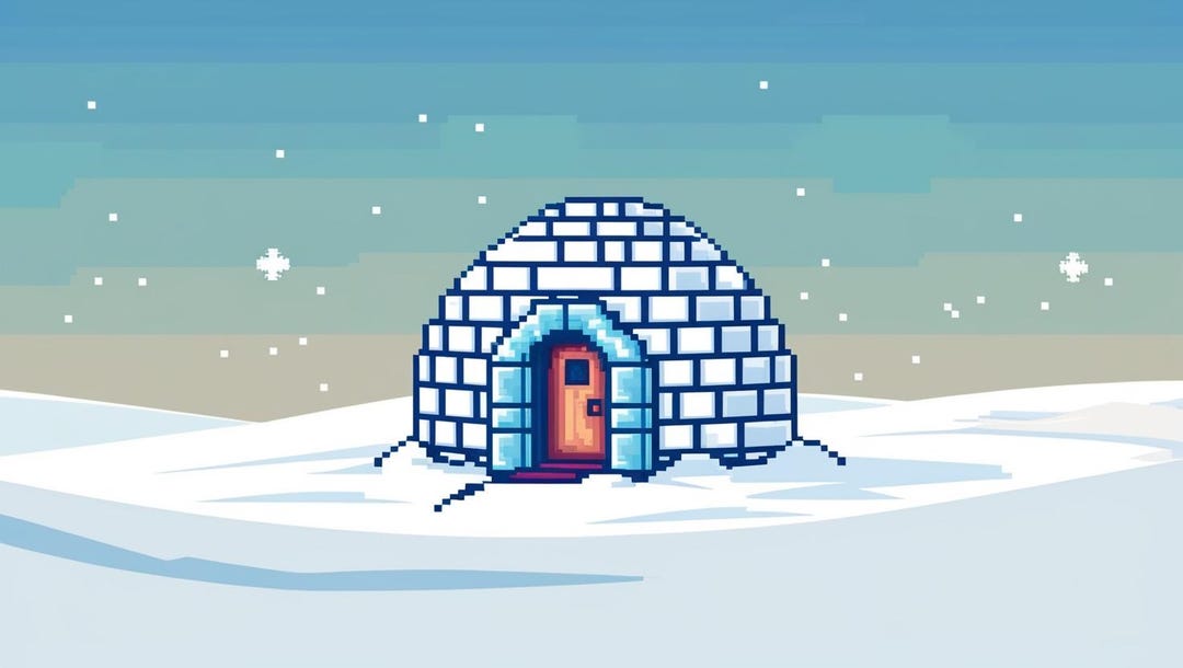 Pixel Art Igloo Wallpaper - Cozy Retro Winter Scene Art Digital ...