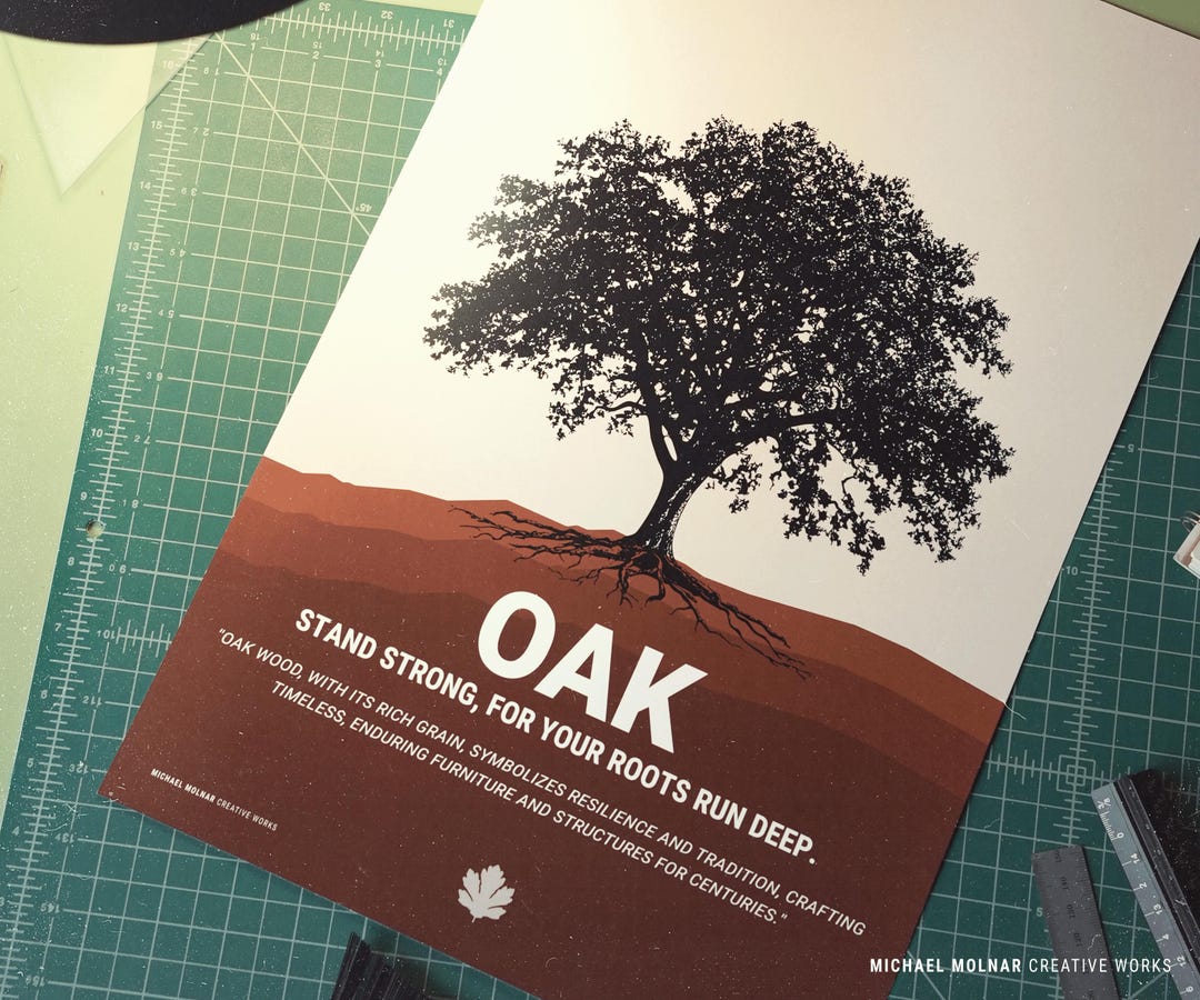 Oak Tree – Minimalist Printable Digital Artwork for Artists & Creators ...