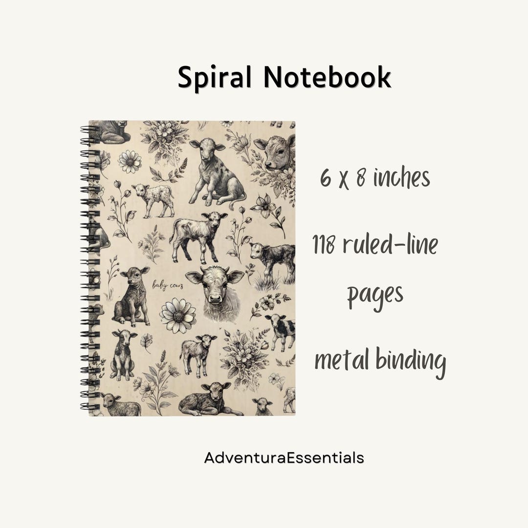 Spiral Notebook - Farmhouse Cow Print, 6x8 Journal, Ruled Pages ...