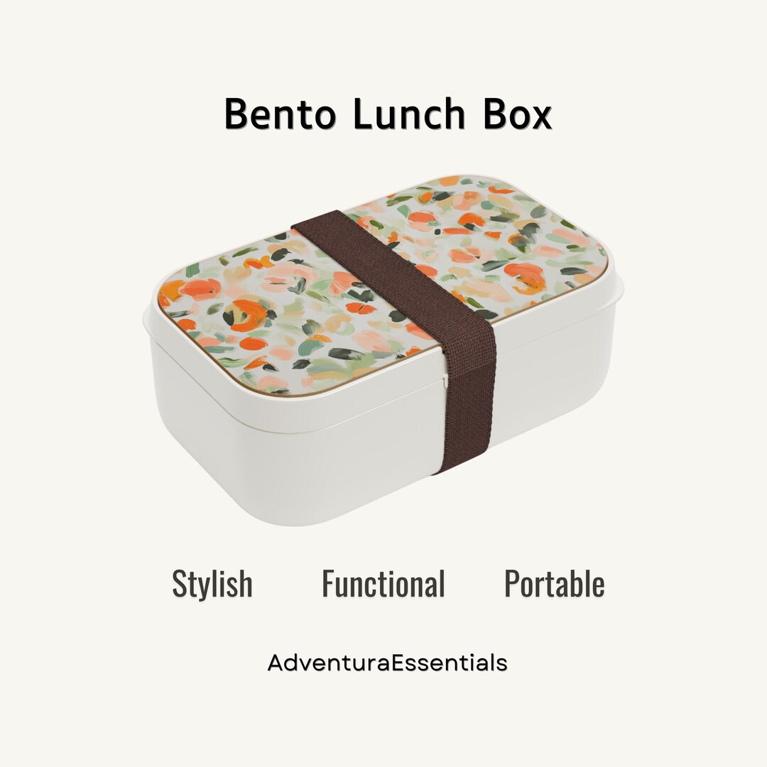 Bento Lunchbox With Wooden Lid, Floral Silicone Food Container With ...