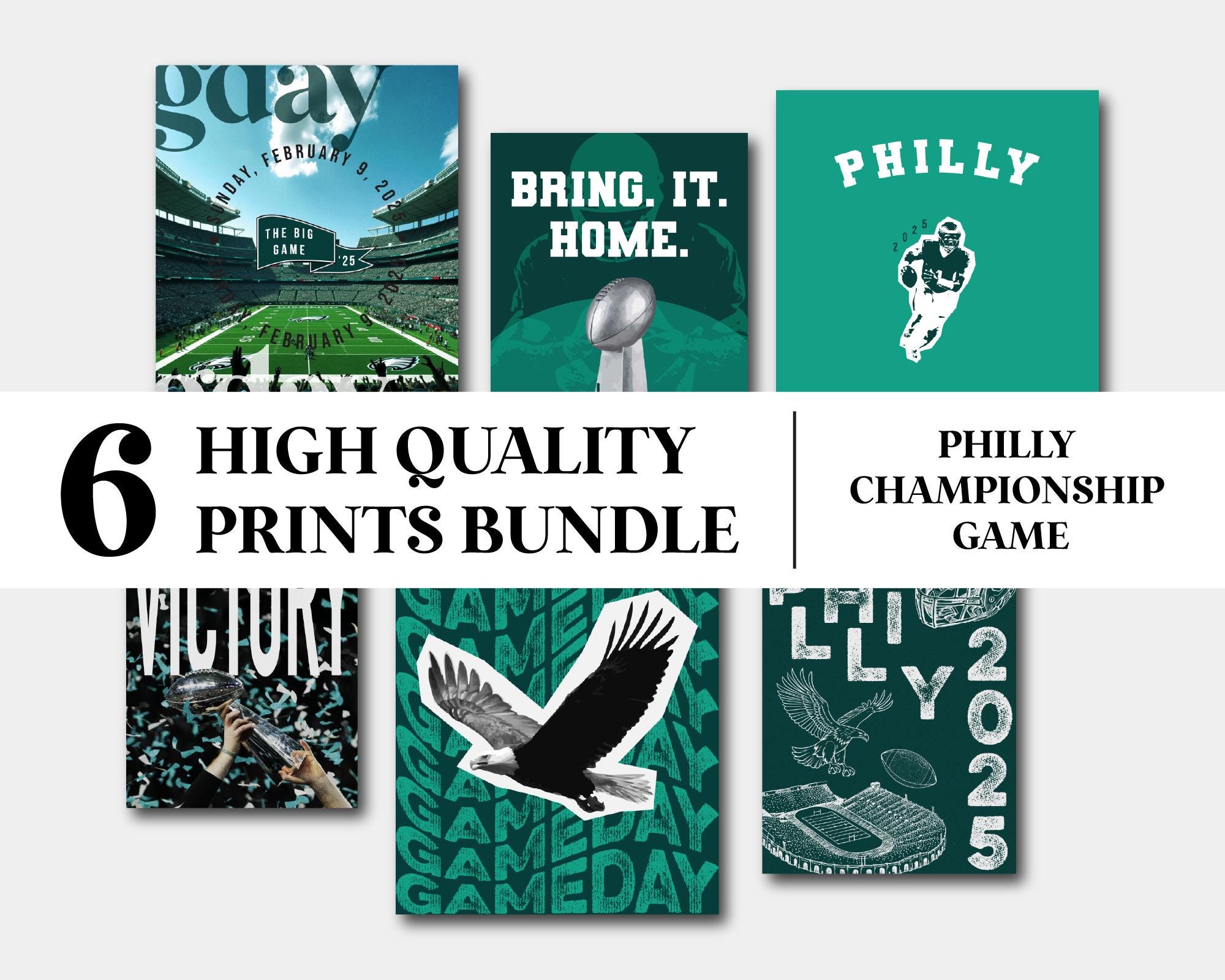 Philadelphia Football High-quality Posters - Set of 6 Bundle, Eagles ...