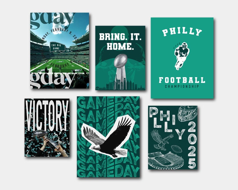 Philadelphia Football High-quality Posters - Set of 6 Bundle, Eagles ...