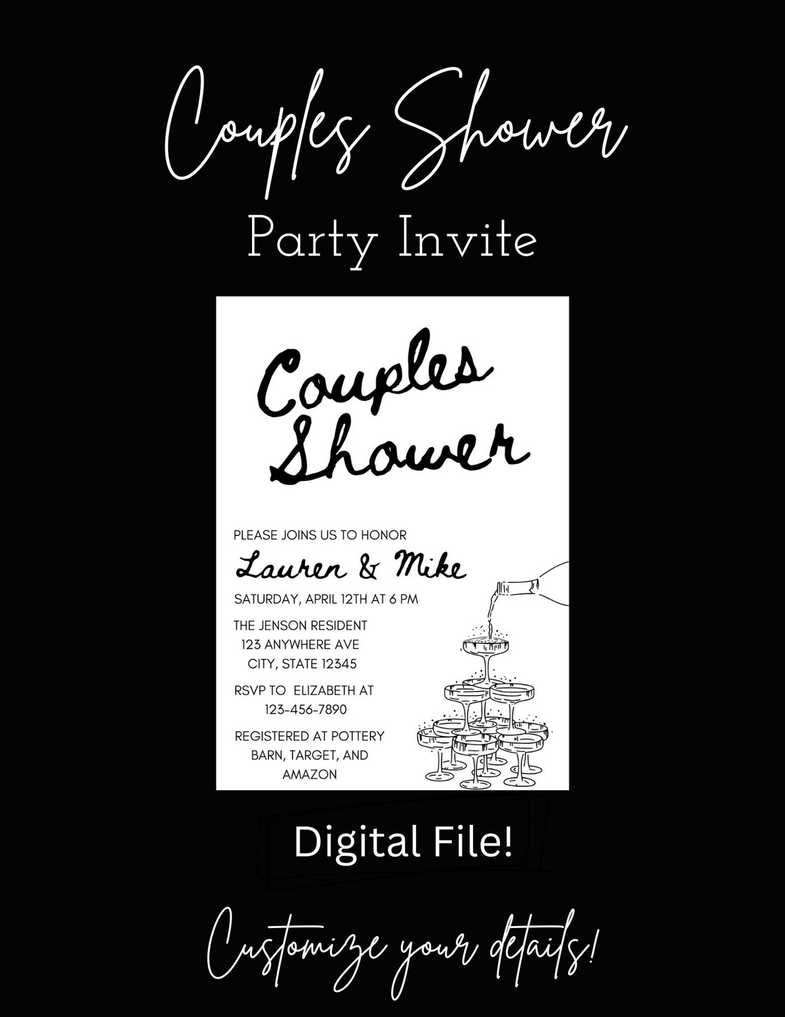 Modern Couples Shower Invitation, Minimal Wedding Shower Invite ...