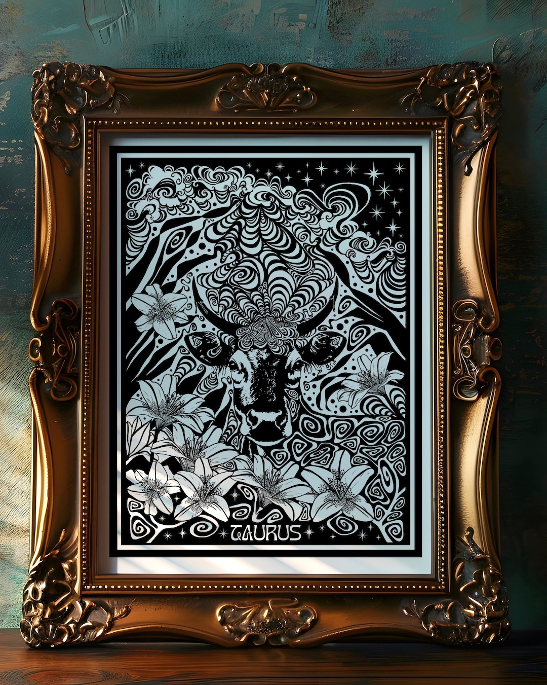 Taurus Zodiac Artwork - A4 Fine Art Print - Signed Reproduction of an ...