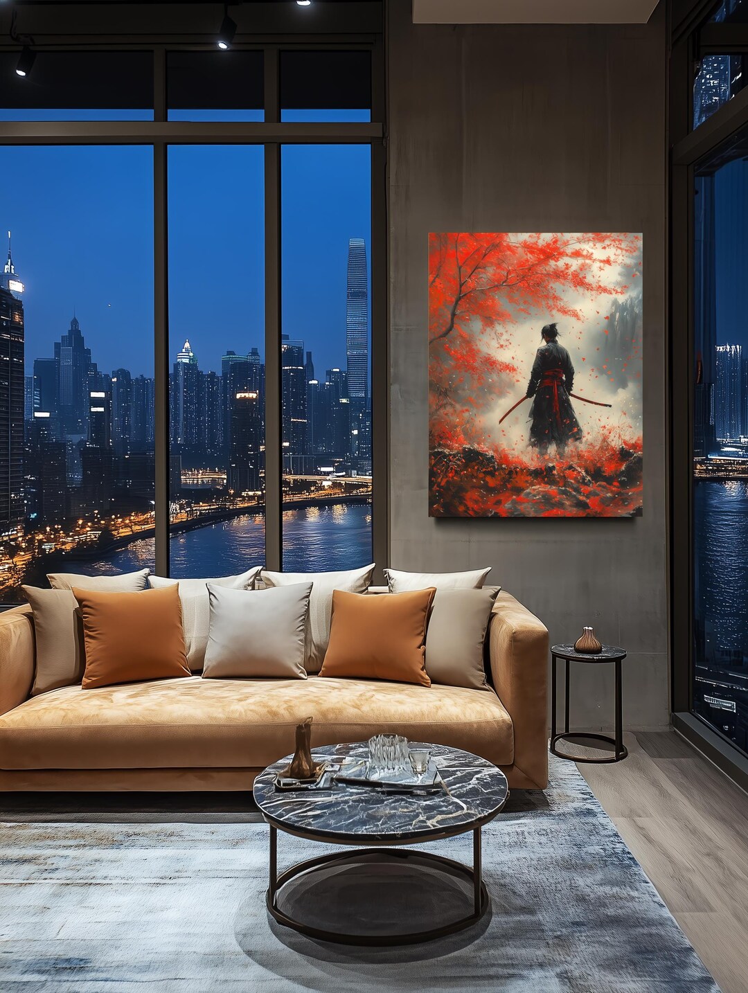 Samurai Blossom Wall Art, Samurai Under Sakura Tree, Matte Canvas ...