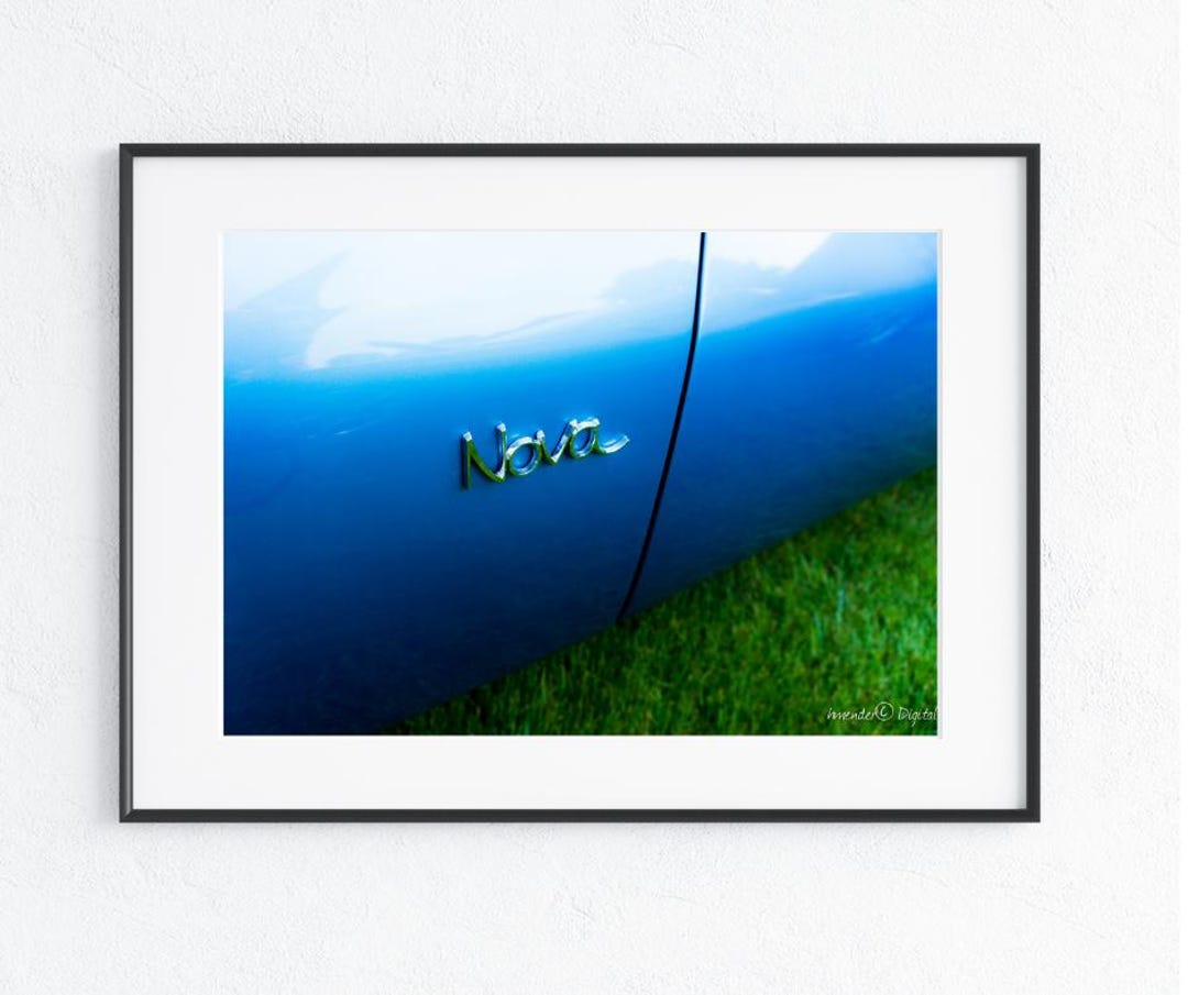 Classic Blue Chevy Nova Emblem Close-up – Vintage Car Photography - Etsy