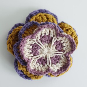 Crochet Flower Coaster Pattern | Beginner Scrap Yarn Motif (PDF Pattern ...