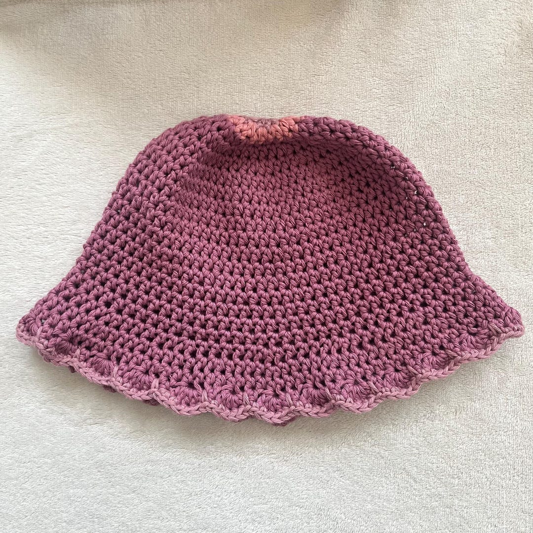Crochet Bucket Hat With Scallop Border, 100% Cotton - Etsy