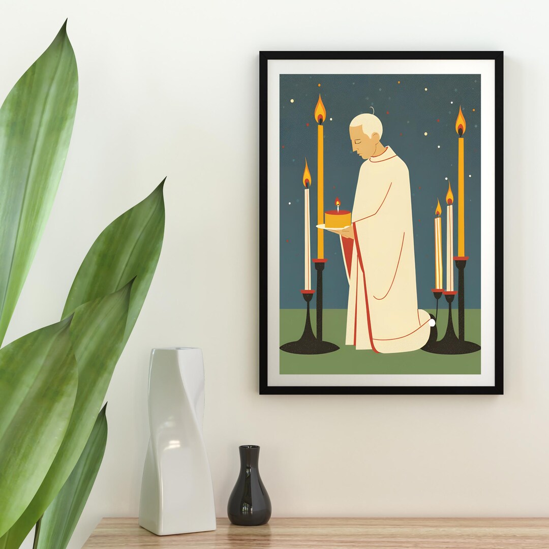 Artwork of Priest Praying Holy Wall Art Vintage Priest Artistic Wall ...