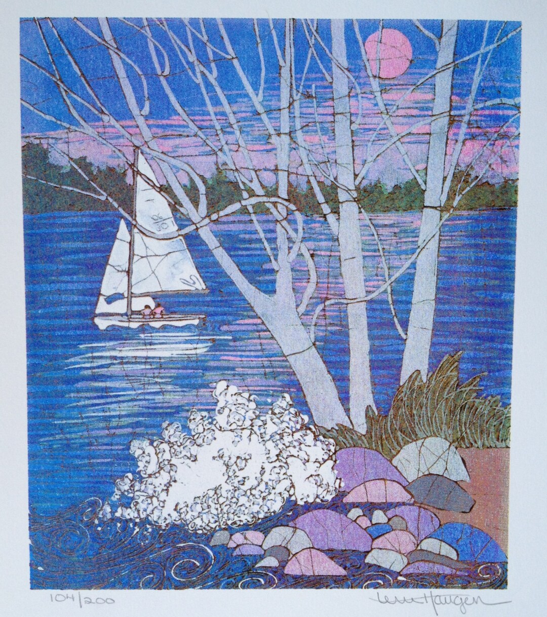 Crystal Lake, Silk Screen Batik by Terri Haugen - Etsy