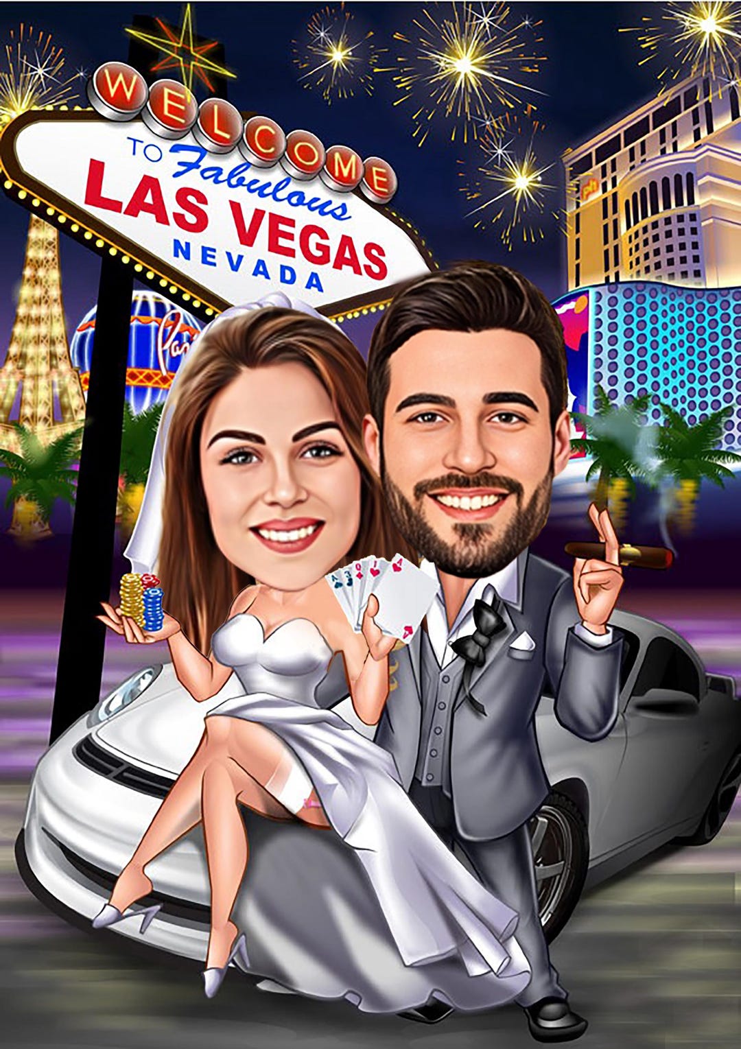 Personalised Wedding Couples Cartoon Portrait, Wedding Caricature ...