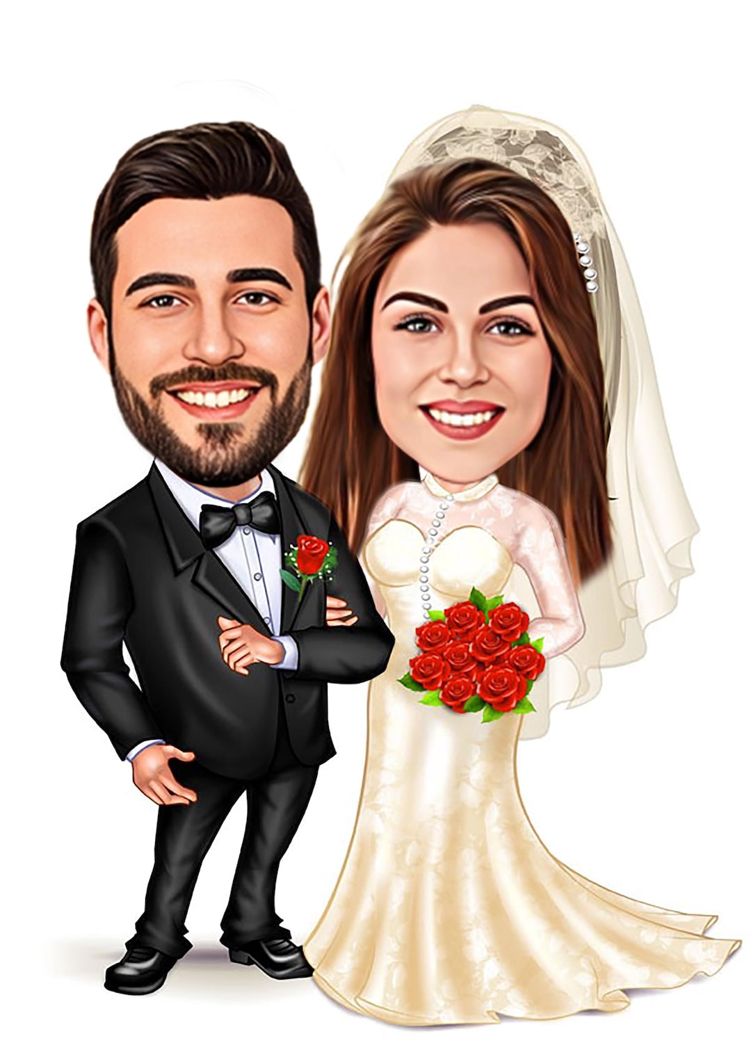 Personalized Wedding Cartoon Portrait, Custom Couple Caricature ...