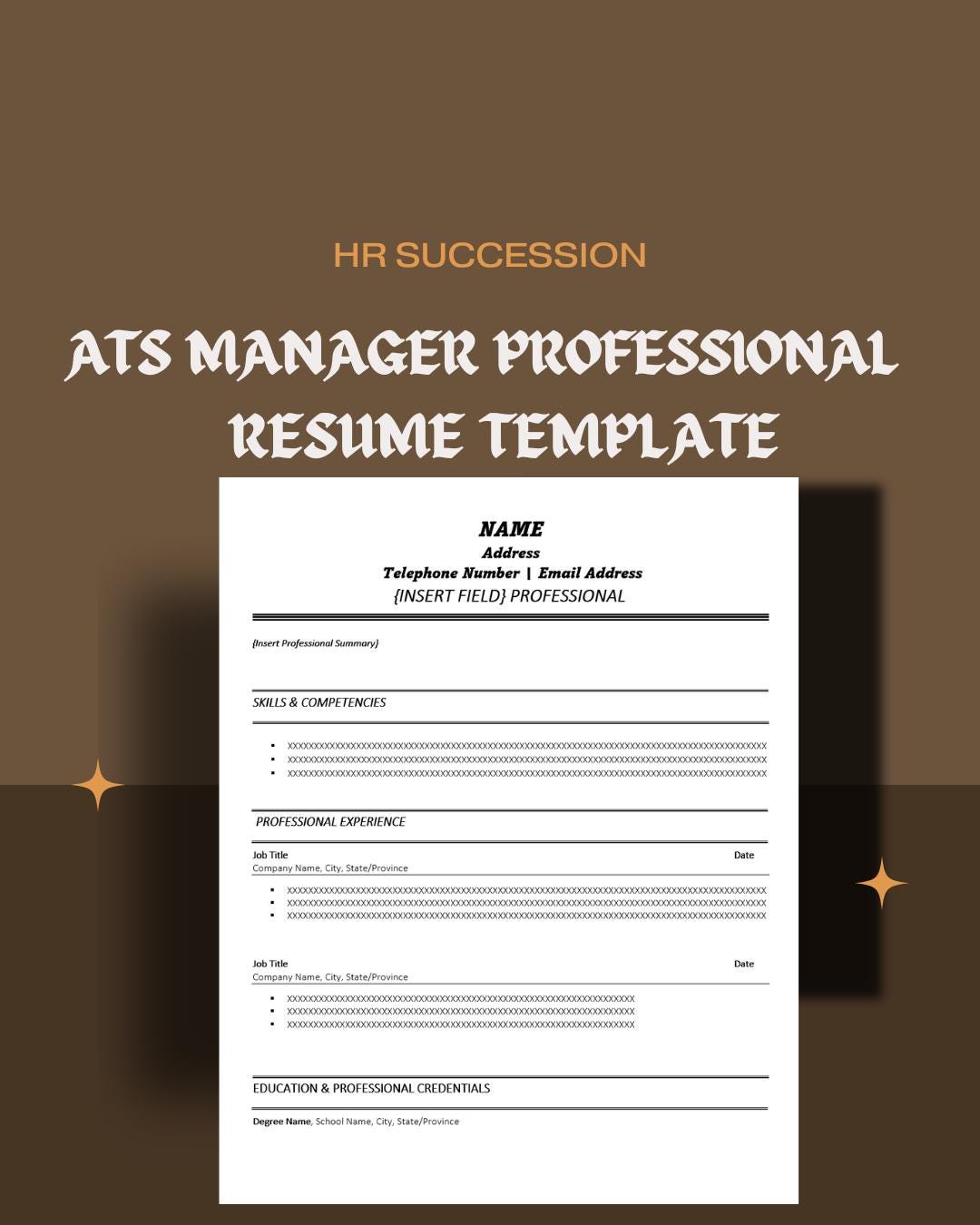 ATS Manager Professional Resume - Template ; Editable Microsoft Word ...