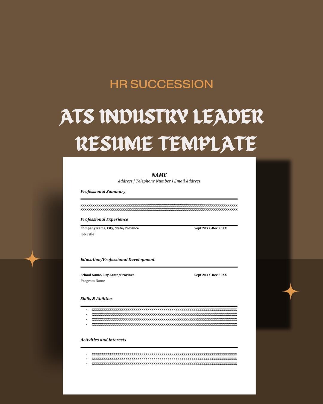 ATS Industry Leader Resume Template ; Editable Microsoft Word Document ...