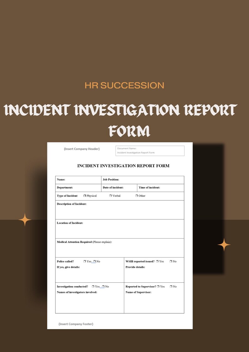 Incident Investigation Report Form ; Editable Microsoft Word Document ...