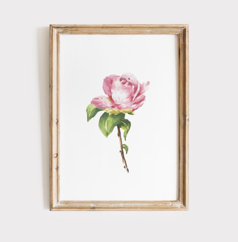 Pink Flower Watercolor Printable Wall Art, Botanical Print, Floral Wall ...