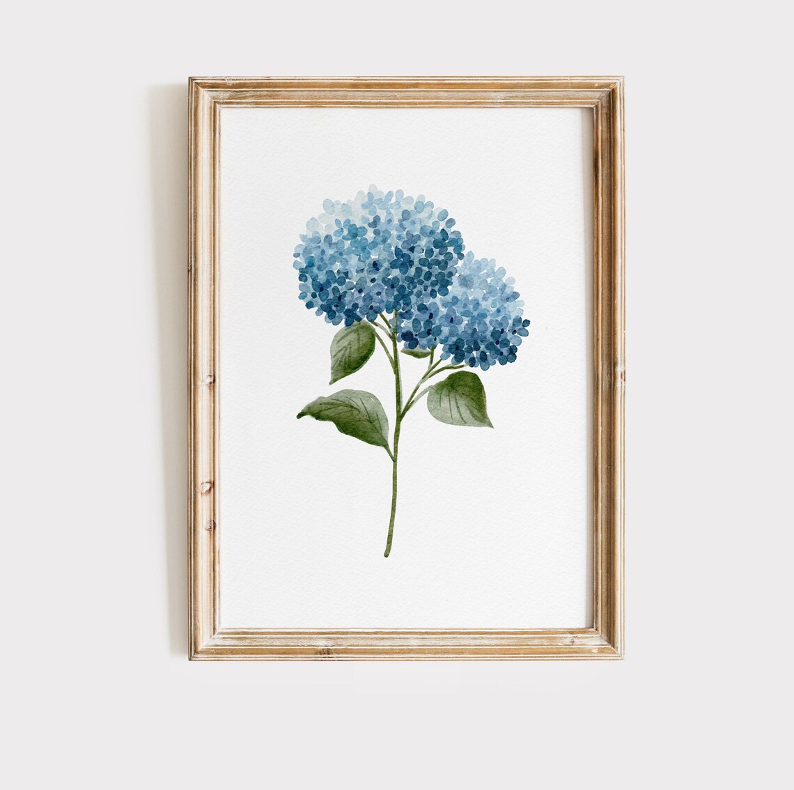 Set of 2 Blue Hydrangea Printable, Minimalist Wall Art, Big Flower Art ...