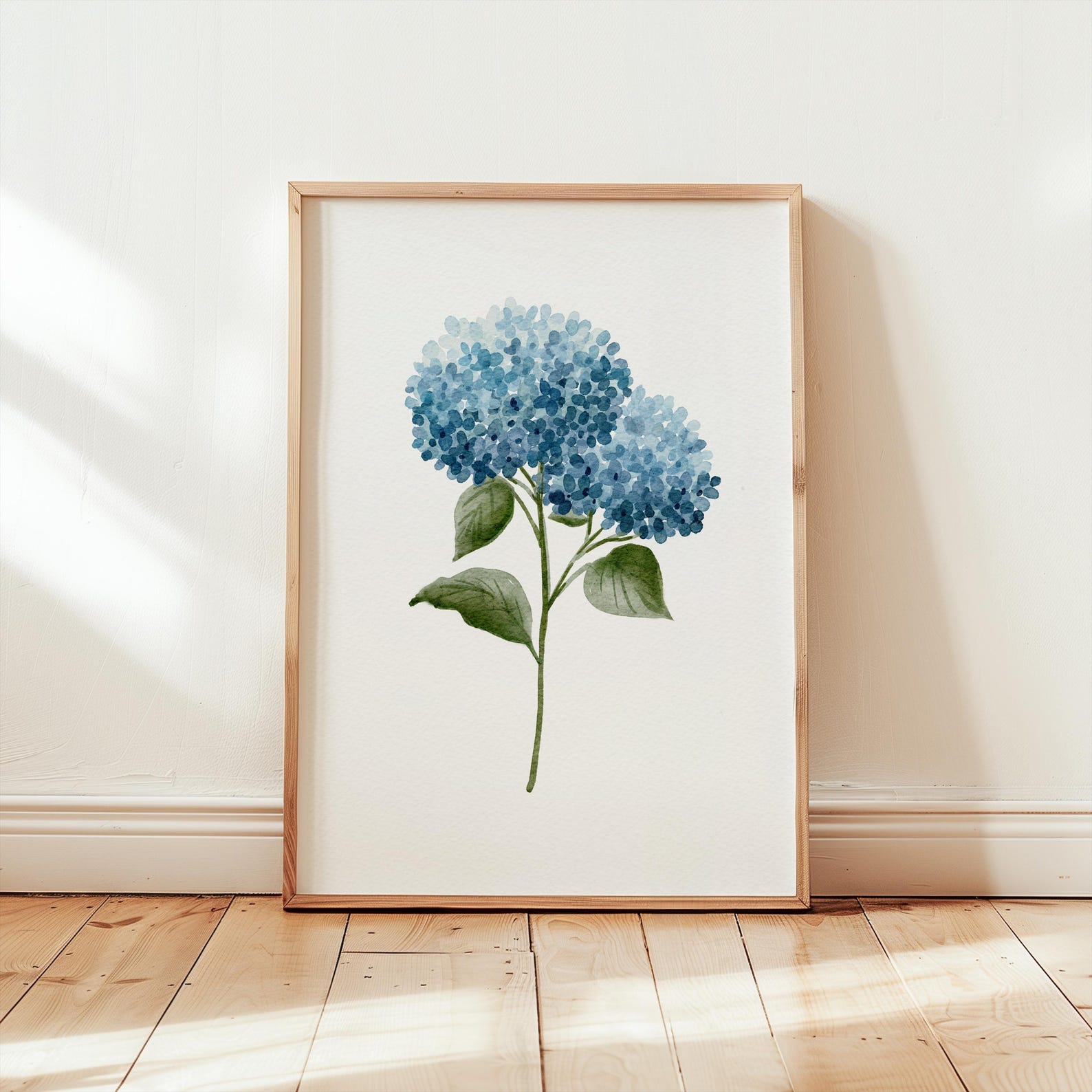 Navy Blue Hydrangea Printable, Minimalist Wall Art, Big Flower Art ...