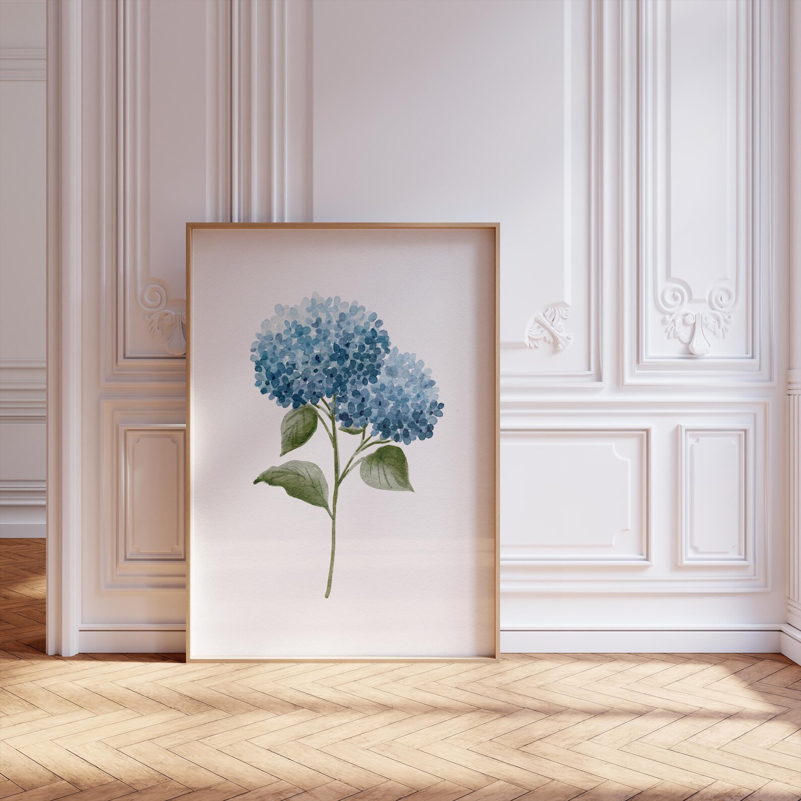 Navy Blue Hydrangea Printable, Minimalist Wall Art, Big Flower Art ...