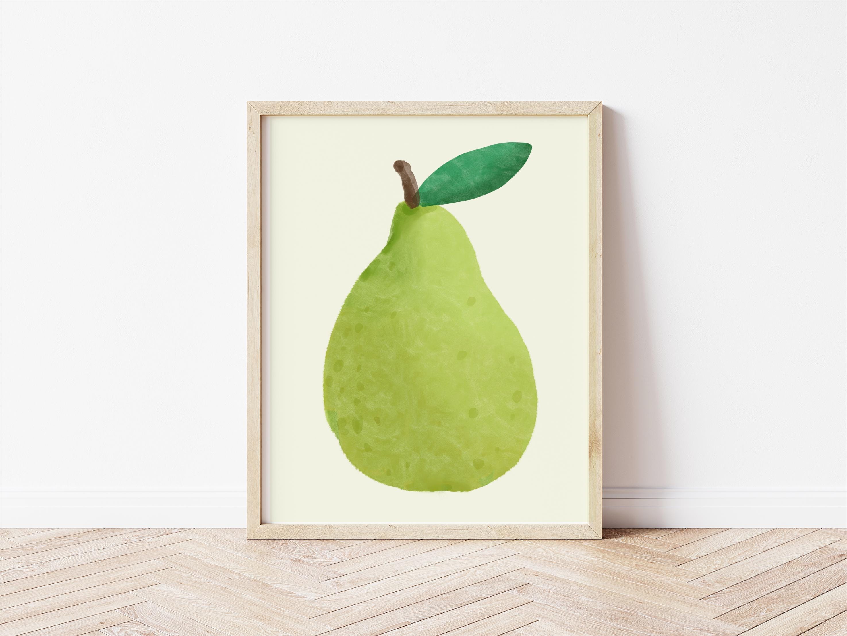 Pear Art Printable | Watercolor Vintage Poster | Food Fruit Art Poster ...