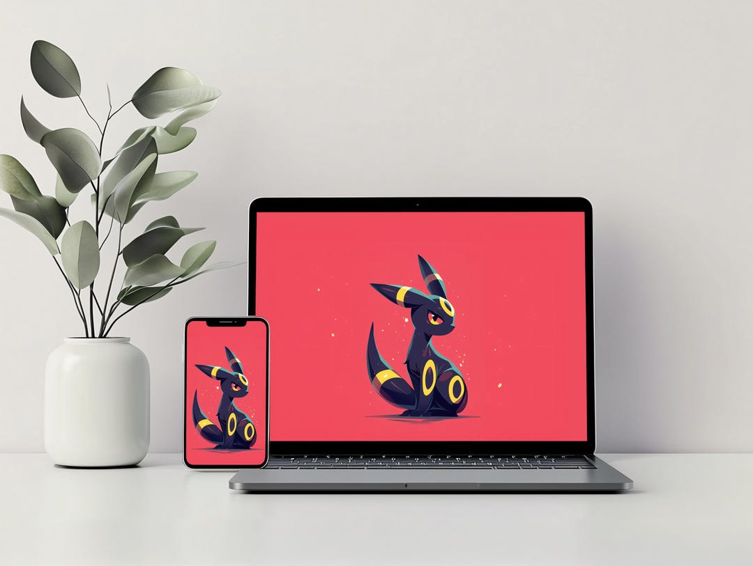 Pokemon Inspired Umbreon Wallpaper - Minimalist Umbreon Portrait ...
