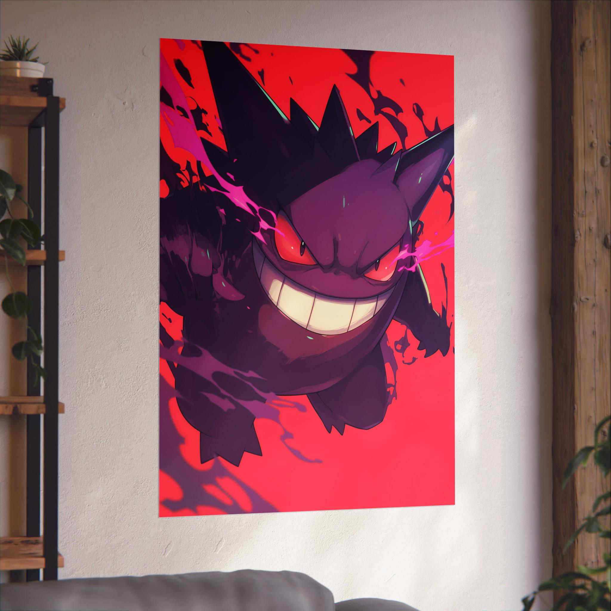 Pokemon Inspired Gengar Poster - Gengar With Sinister Grin - Digital ...