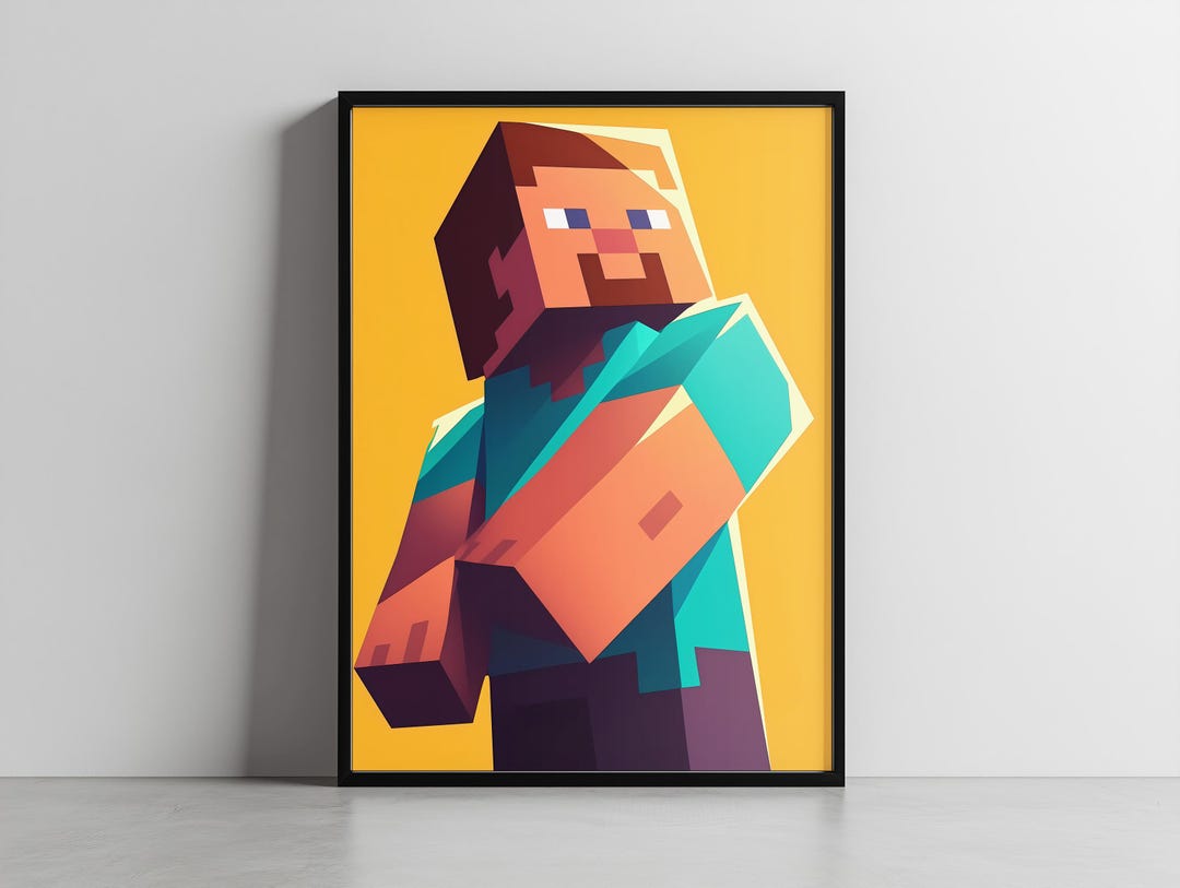 Minecraft Inspired Steve Poster - Steve Posing - Digital Artwork - Wall ...