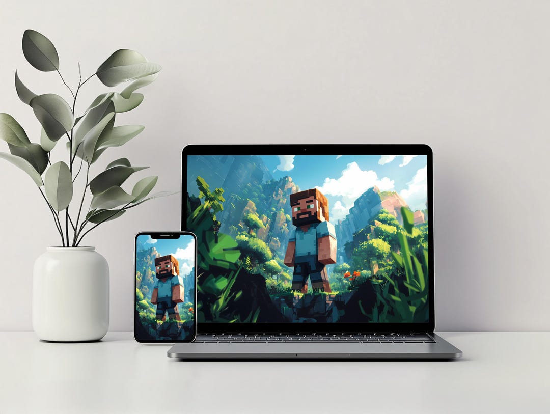 Minecraft Inspired Wallpaper - Steve Posing Landscape - Desktop ...