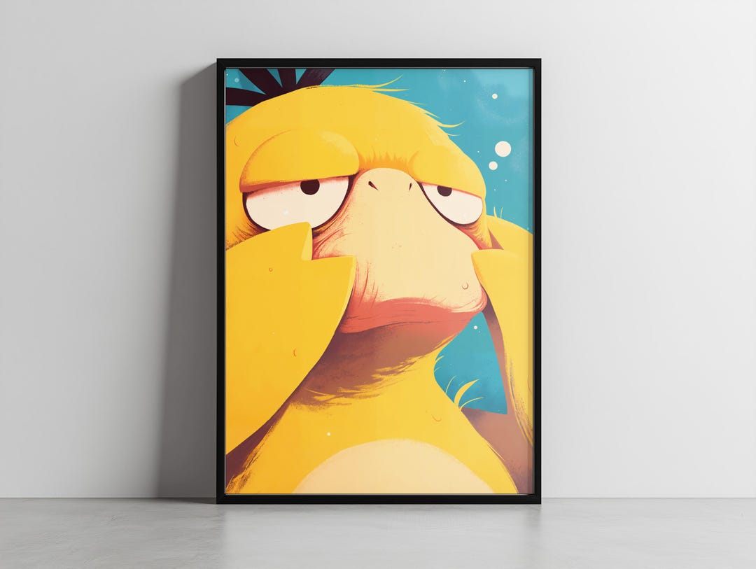 Pokemon Inspired Psyduck Poster - Portrait of Psyduck - Digital Artwork ...
